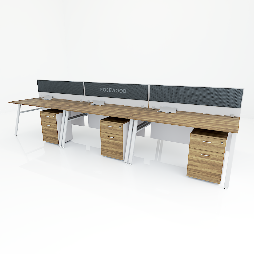 Vistalink 6 Way Workstation | Rosewood Workspace Solutions