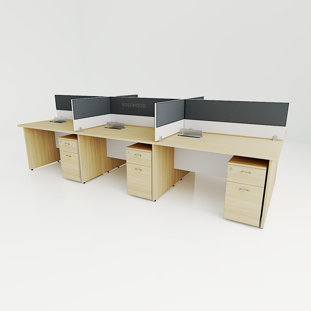 Interlink 6 Way Workbench | Rosewood Workspace Solutions